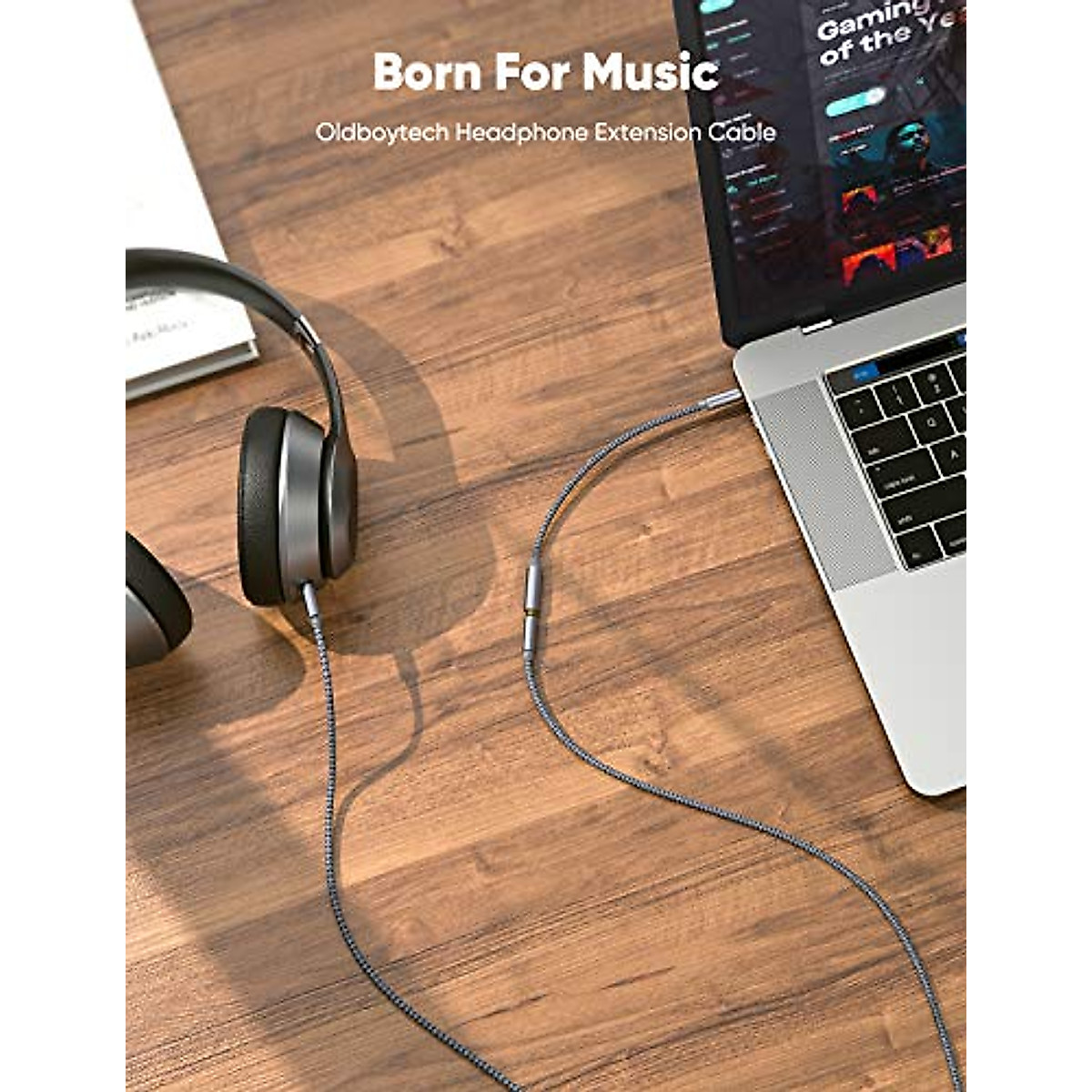 oldboytech 2 Pack Headphone Extension Cable, 3.5mm Extension [6.6ft/2M, Hi-Fi] Nylon-Braided Male to Female AUX Extension Cord Compatible with iPad iPod Speaker Smartphone Tablets & More