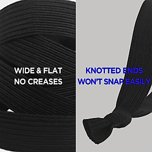 HAVHAF Knotted Mens Hair Ties For Men 5 pcs (Wide, Black) - No damage Crease Breakage Men with Long Hair | For Buns Curly Thick Elastic Hair Ties For Guys | Perfect hairtie For Men