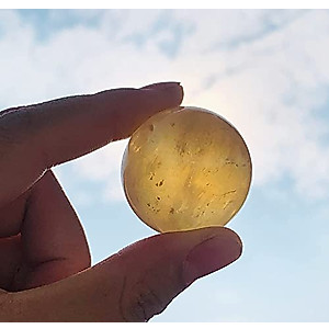 Natural Yellow Citrine Crystal Sphere Ball Healing Crystals Stone with Stand and Bag Feng Shui Crystal Tabletop Sculpture Ornaments Implication Wealth and Success
