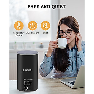 ZACME Milk Frother, 4 in 1 Electric Milk Steamer, Automatic Hot and Cold Foam Maker and Milk Warmer for Coffee, Latte, Cappuccino, Macchiato, Hot Chocolate Black