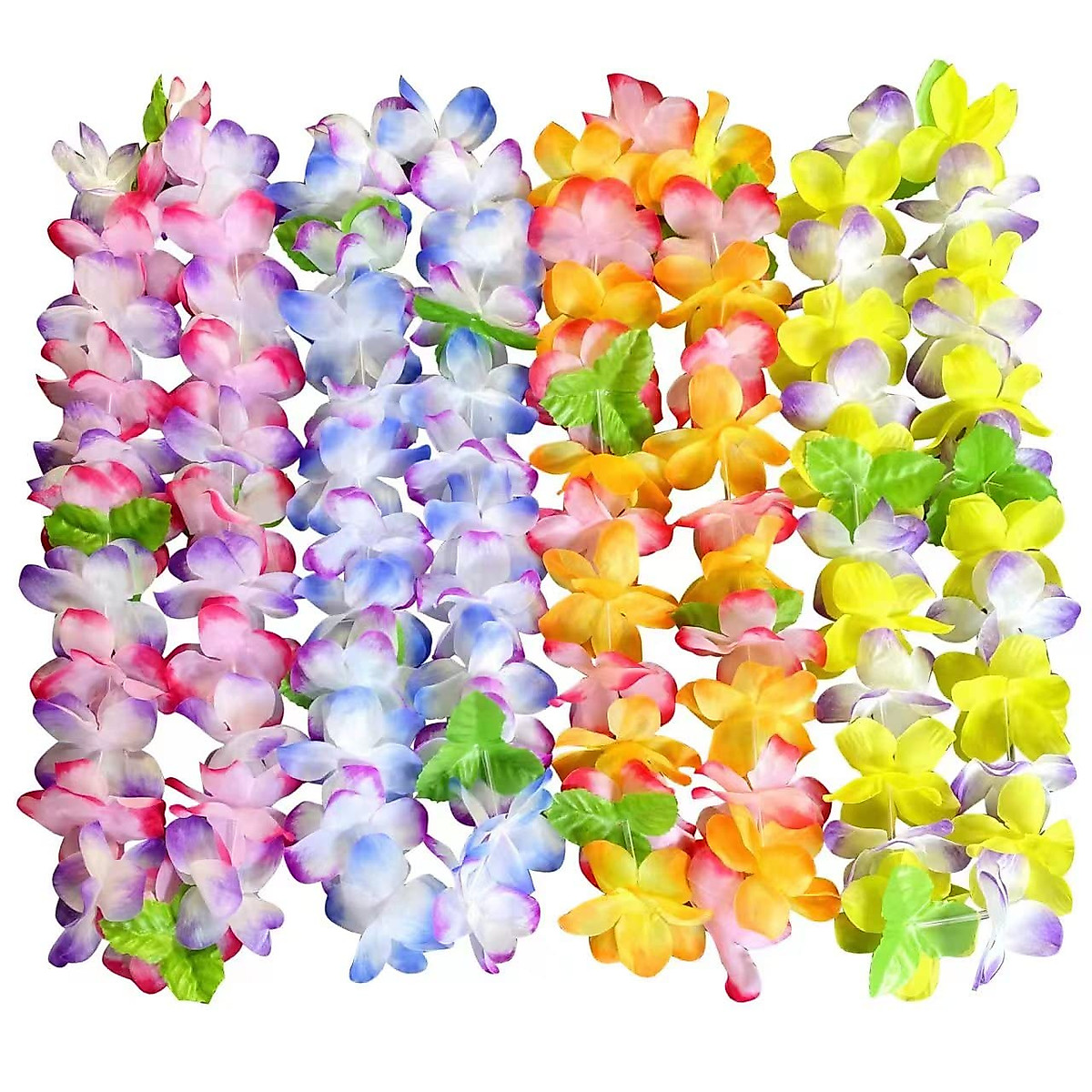 12PCS Hawaiian Leis Luau Party Decorations Tropical Party Favors Lei Hawaiian Flower Lei Perfect for Hawaiian Luaus Party Birthday Party Favors.