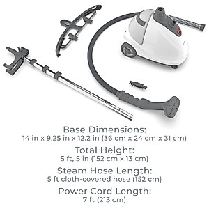Pure Enrichment® PureSteam™ XL Standing Steamer with Garment Hanger - Heats in 45 Seconds with 0.5-Gallon Water Tank for 1 Hour Continuous Steaming - Includes Fabric Brush and Easy-roll Wheels