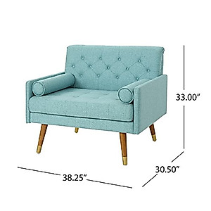 Christopher Knight Home Nour Fabric Mid-Century Modern Club Chair, Blue, Natural