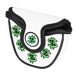 SEACLOUD Golf Cash Money Mallet Putter Cover for Scotty Cameron PU Headcover with Magnetic Closure 2ball White Green