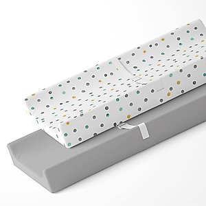 Featherhead™ 2-Pack Changing Pad Covers for Baby Boy & Girl - 100% Cotton Jersey - 16" x 32" - Ultra-Soft, Stretchy, & Lightweight Fitted Sheets (Polka Grey)