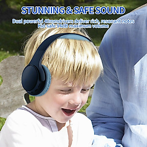 YUSONIC Bluetooth Headphones Over Ear, Noise Isolation Wireless Headphone for Teenger Adult Children for Home Travel Office School Phone Music use (Blue)