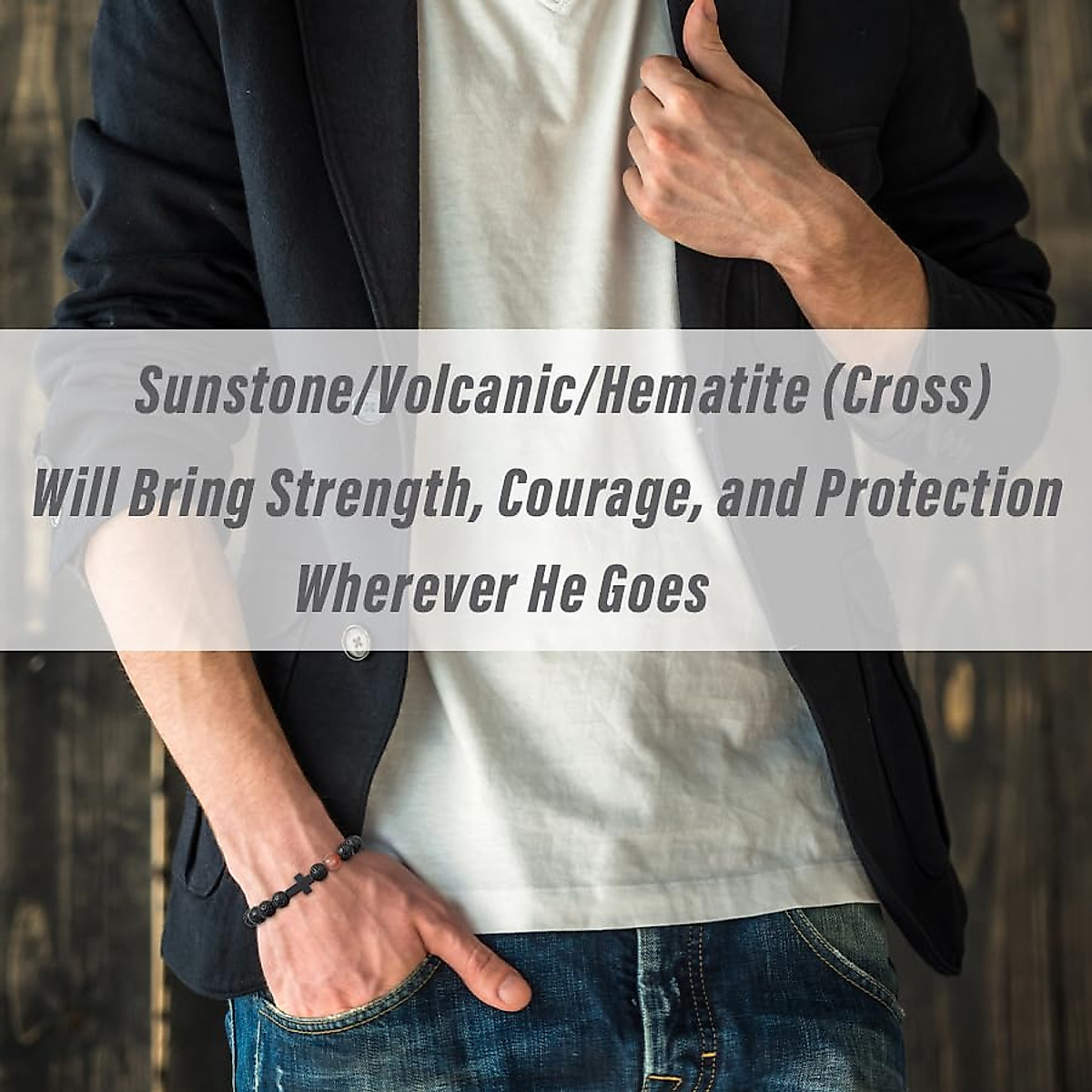 THEMEROL Easter Basket Stuffers Teen Boy Gifts Kids Cross Bracelet for Men Confirmation Black Beaded Christian Teenage 13 Year Old Boy Gifts Ideas Birthday Christmas Day Stocking Valentines