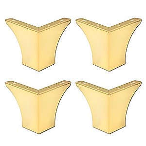 Geesatis Furniture Leg Accessories 4 pcs Furniture Legs 4 inch / 10 cm Height Metal Sofa Legs Replacement, Minimalist Design, for Sofa Coffee Table Cabinet TV Stand Feet, Gold, with Mounting Screws