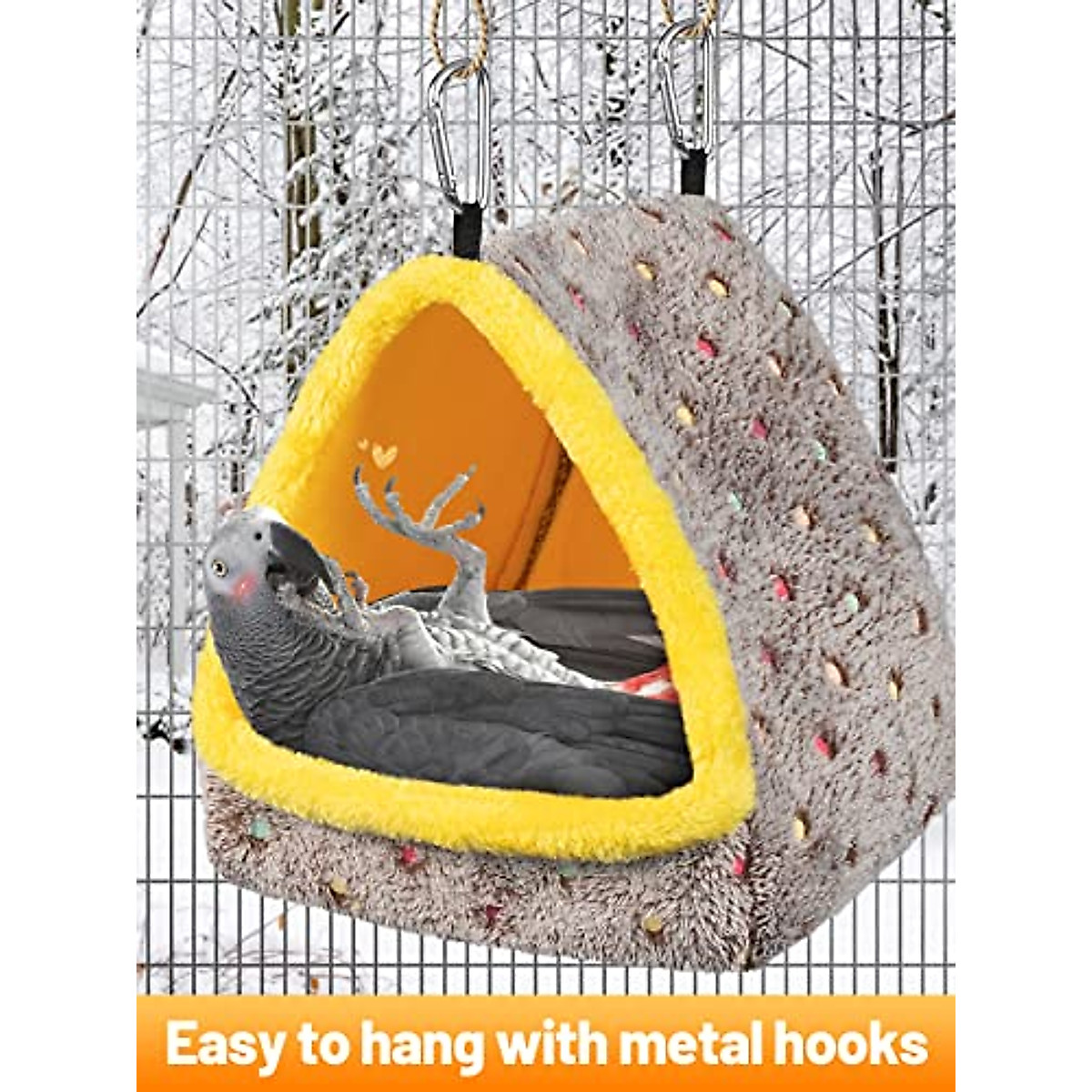 MEWTOGO Large Winter Warm Bird Nest House, Comfortable Bird Bed for Cage with Mat, Hanging Hammock Shed Hideaway Hut for Macaws African Grey Amazon Parrots Lovebird Parakeets