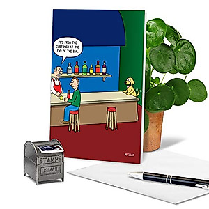 NobleWorks - 1 Funny Animal Card for Birthdays - Pet Cat and Dog Humor, Birthday Notecard with Envelope - Dog Customer C3672BDG