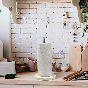 Black Paper Towel Holder Countertop, Kitchen Cling Film Holder Paper Towel Roll Holder Standing Roll Paper Storage Rack, Free Stand Weighted Paper Towels Holder Easy Tear to Use in Bathrooms