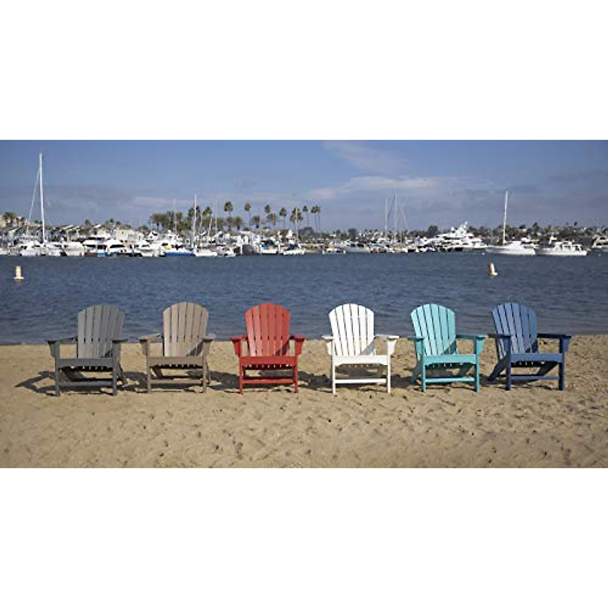 LuXeo LUX-1518-NAVY(2 Pack) Hampton Adirondack Chair, 2-Pack, Water-Resistant, Plastic, Navy