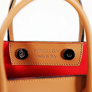 Robin Lisa New York Luxury Handbags for Women | Hand-made in Italy, Genuine Leather Madison Tote Bag (Camel)