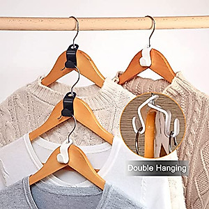 Clothes Hanger Connector Hooks, Hanger Extender Clips, 68 Pcs Cascading Clothes Hangers Space Saving, Black White Plastic Hanger Organizer