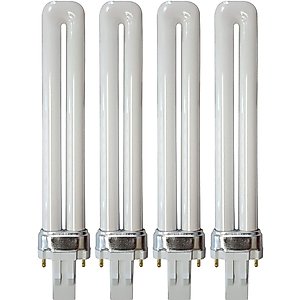 (Pack of 4) 13 Watt Single Tube 2 Pin GX23 Base - 5000K Bright White 50K - CFL Light Bulb - Replacement for Sylvania 21135 CF13DS/850- Philips 146878 PL-S 13W/850 and GE 97572 F13BX/850