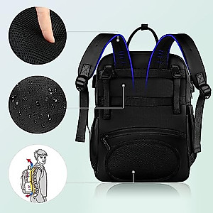 Mancro Diaper Bag Backpack for Men, Dad Diaper Bag for baby with multi-compartment, Waterproof Baby Travel Bag for working dads with Insulated Pockets, USB Charging Port, Stroller Straps, Black