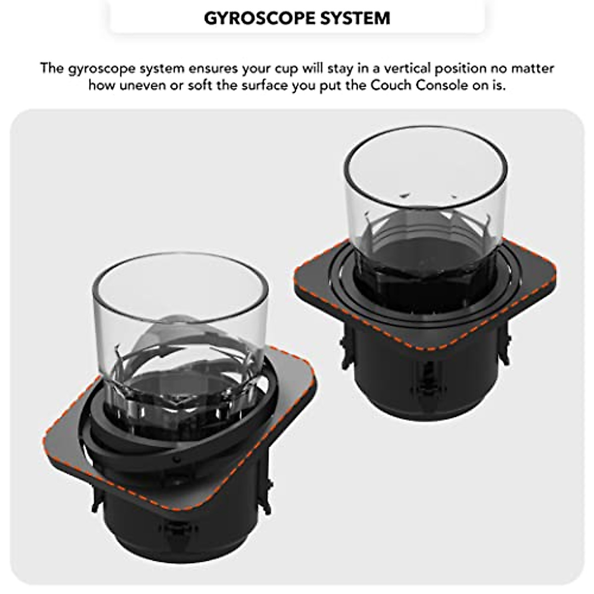 Couch Console Original Cup Holder Module Adjustable Anti-Spill Drink Holder with Non-Slip Base for Car, Boat, and Home Use