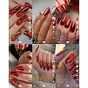 Red Chrome Nail Powder Mirror Effect Rose Gold Glitter for Metallic Nails Design Magic Pigment