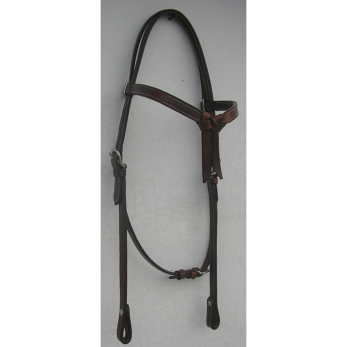 GSk Reitsports New Western Oil Pull up Leather Headstall Raw Hide Futurity Knotted Brow Band Headstall Brown