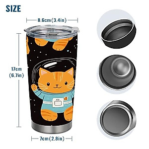 QWEUIOP 20oz Insulated Travel Coffee Mug Cute Cartoon Cats Stainless Steel Tumbler with Lid Double Wall Vacuum Coffee Cup For Hot and Cold Drinks14089