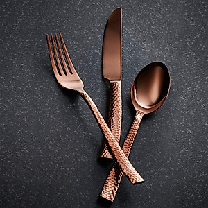 Hampton Forge Paris Hammered , Stainless Steel, 20-Piece Flatware Set, Copper