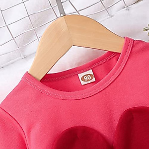 moomtaikid Baby Toddler Girls Dresses Rainbow 3D Heart Splicing Dress O-Neck Long Sleeve Princess Dress Pink 18-24M