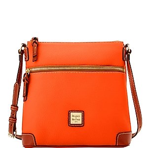 Dooney & Bourke Women's Crossbody in Pebble Grain Leather, Large Handbag with Adjustable Shoulder Strap, Clementine