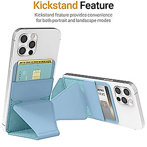 JUST4YOU Card Holder and Stand for Phone Case, Premium PU Leather 2 Card Storage Wallet Kickstand Grip Holder Stick on Back of Phone (Blue) CH_SD_BL