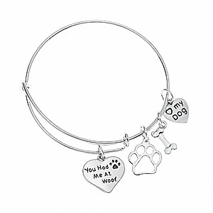 Infinity Collection Dog Charm Bracelet - Paw Print Jewelry- Dog Lovers Bracelet- Dog Owner Bangle - Gift for Dog Lovers