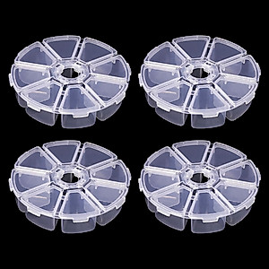 Nut Trays 4PCS 8 Grids Jewel Case Plastic Transparent Round Shape Jewelry Storage Organizer Container for Rings Earrings Clear Organizer