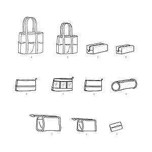 Simplicity Assorted Size Cosmetic Tote Bag Packet, Code 9310 Sewing Pattern, One, White