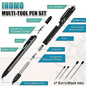 INOMO Stocking Stuffers Gifts for Men, 2Pc 9 in 1 Multi-Tool Pen Set, Cool Gadgets for Men, Unique Christmas Gifts for Men, Gifts for Dad, Grandpa, Boyfriend, Husband, Dad Gifts from Daughter