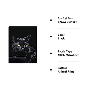 HommomH 50"x60" Blanket Soft Fluffy Flannel Fleece Throw Black Cat
