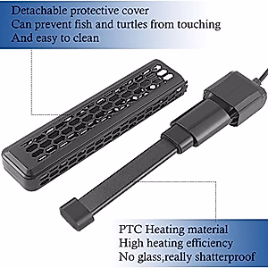 HITOP PTC Adjustable Aquarium Heater, Sturdy Fish Tank Heater with Protective Cover, 100W/200W/300W/400W Heater for Fresh/Saltwater Fish/Turtle Tank up to 120 Gallon