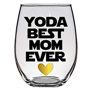 Yoda Best Mom Ever - Premium 21oz Stemless Wine Glass