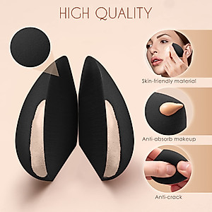 Makeup Sponge, Larbois 3-Pack Foundation Blender Beauty Sponge, Professional Make up Blending Sponge Dry & Wet Use for Powder Cream or Liquid (Red+Black+Purple)