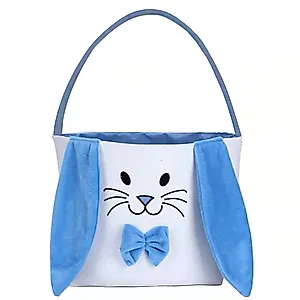 Easter Basket Bags,Bunny Easter Bucket,Easter Eggs/Gift Baskets for Kids,Bunny Tote Bag Bucket for Easter Eggs,Toys, Candy,Gifts (Blue)