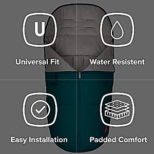 Diono All Weather Stroller Footmuff, Universal Fit from Baby to Toddler with Cozy Super Soft Padding, Weatherproof, Water Resistant Lining, Blue Turquoise