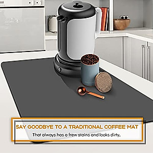 Dish Drying Mats for Kitchen Counter Coffee Mat Under Sink Mats for Kitchen Waterproof Dish Mat Drying Kitchen Mat Bar Mats for Countertop Coffee Bar Accessories (Deep Gray, 11.81"*15.75")