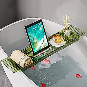 Bathtub Organizer Durable Space Saver Bath Tub Tray Storage Bathtub Organizer Green