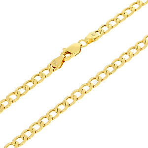 Nuragold 10k Yellow Gold 4.5mm Cuban Curb Link Chain Pendant Necklace, Mens Womens Jewelry 16" 18" 20" 22" 24" 26" 28" 30"