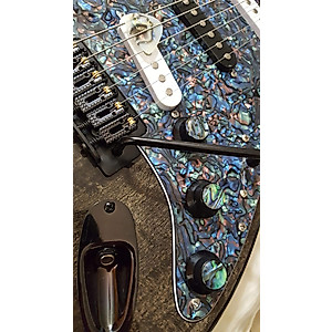 KAISH Set of 3 Set Screw Abalone Top Black Guitar Bass Knobs Strat Metal Knobs for 6mm Shaft Pots