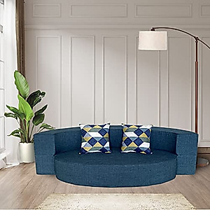 ANONER Stylish Sofa Bed Memory Foam with 2 Pillows Fold Out Futon Sleeper Chair Couch for Livingroom Guest Bed, Washable Cover, Dark Blue