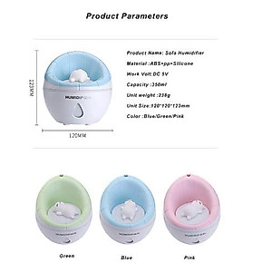 Cotree USB Small Sofa Humidifier, Mini Cool Humidifier 350ml Water Volume, One Touch Shut-Off for Home Office Bedroom (Pink)