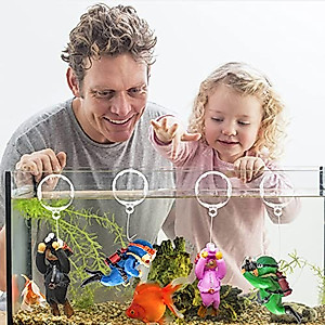 Philbinden 4 Pcs Floating Fish Tank Decorations Aquarium Décor Cute Little Diver Floating Around Freely Aquarium Accessories(Purple, Black, Green, Blue)