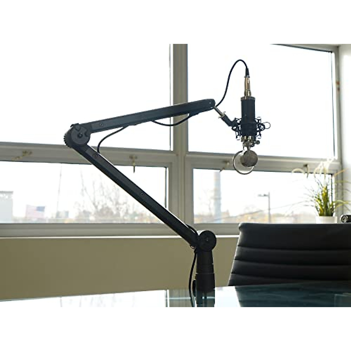 Rockville ROGAN STAND Pro Boom Arm Mic Stand with Fixed Mount+Desk Stand+Cable