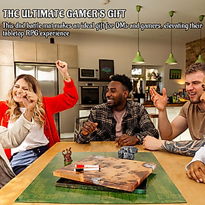 CZYY DND Foldable Mat Dry Erase TTRPG Map Grassland & Desert Two-Sided Cardboard Terrain 27x23 Inches with Square Grid - Portable, Reusable Game Board for D&D, Pathfinder and Tabletop RPGs (Style A)