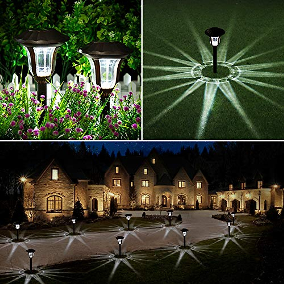 GIGALUMI Solar Pathway Lights, 8 Pack Bright Solar Garden Lights, Solar Powered Walkway Lights, Solar Lights Outdoor Waterproof Solar Path Lights for Yard, Patio, Driveway (Cold White)…
