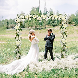 Lvydec 2 Pack Artificial Peony Flower Garland - 6ft Silk Peony White Flower Garland Arch Flower Vine for Wedding Party Table Decoration (2, White)