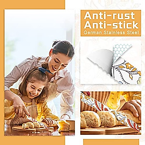 Astercook Knife Set, Paisley Pattern Kitchen Knife Set with Cover, Dishwasher Safe Colorful Knives with 6 Knife Sheath, German Stainless Steel Rainbow Knife Set